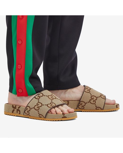 Gucci Sideline Jumbo Gg Jacquard Slide in Brown for Men | Lyst