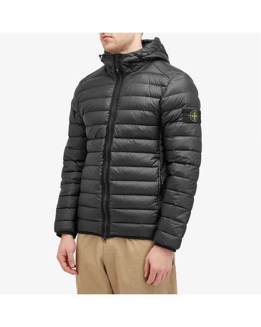 Stone Island Nylon Down-Tc Hooded Jacket in Black for Men | Lyst