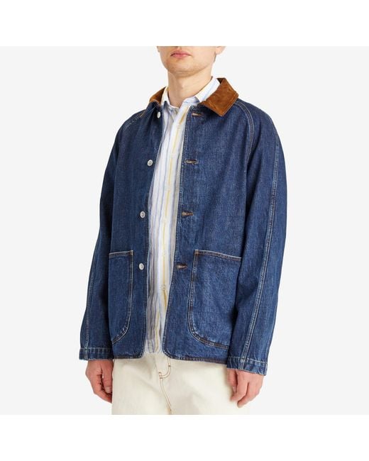 Drake's Three Pocked Denim Chore Jacket in Blue for Men | Lyst