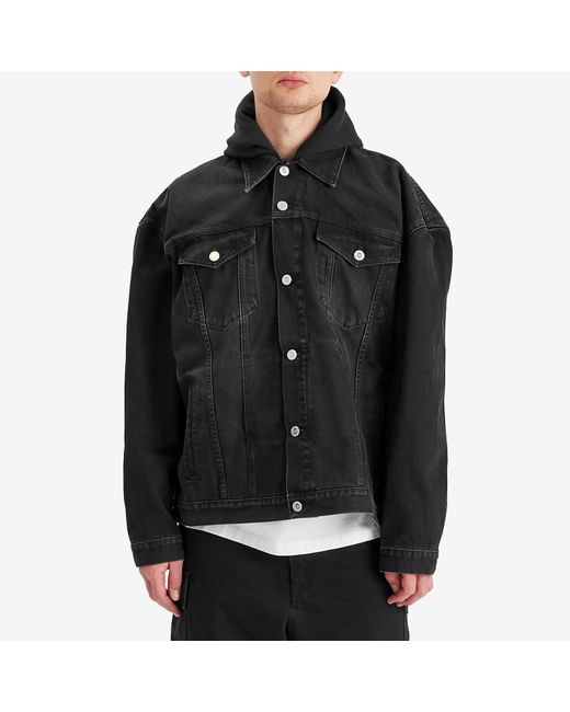 Vetements 3D Logo Hooded Denim Jacket in Black for Men | Lyst