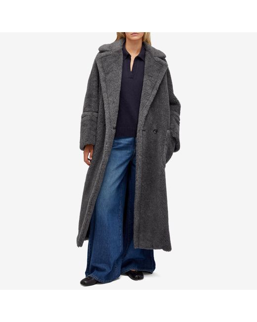 Max Mara Shearling Overszied Maxi Coat in Black | Lyst