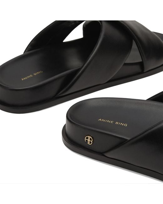 Anine Bing Emi Slides in Black | Lyst UK