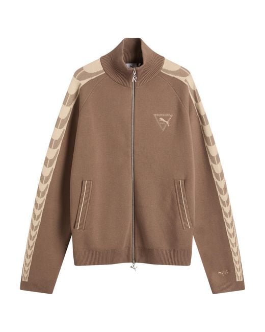 PUMA X Represent T7 Knit Jacket in Brown | Lyst