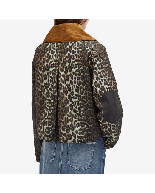 Barbour X Ganni Printed Wax Anorak in Green | Lyst