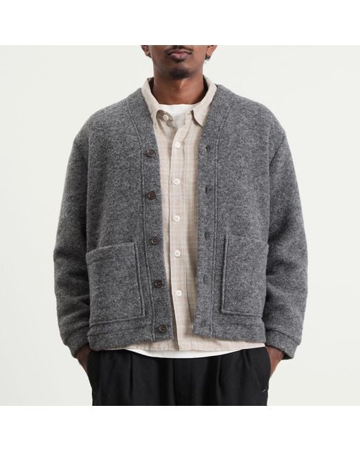 Universal Works Wool Fleece Advance Cardigan in Grey for Men | Lyst UK