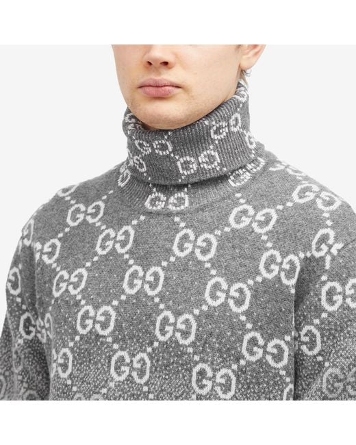 Gucci Gg Fade Turtle Neck Jumper in Gray for Men | Lyst
