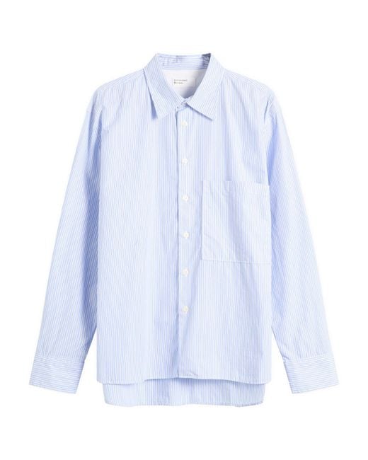 Universal Works Office Stripe Square Pocket Shirt in Blue for Men | Lyst