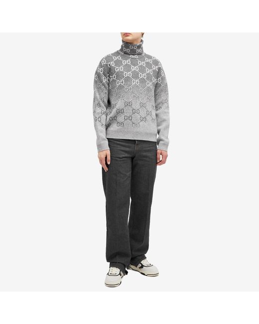 Gucci Gg Fade Turtle Neck Jumper in Gray for Men | Lyst