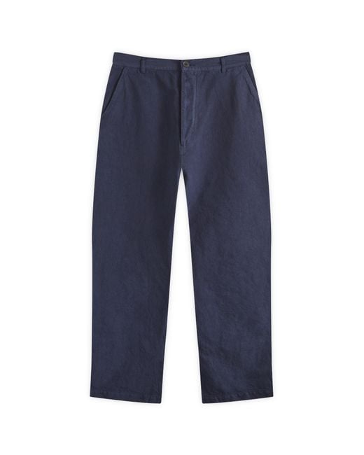 Universal Works Linen Slub Military Chino Pants in Blue for Men | Lyst