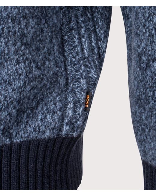 BOSS Oversized Kobear Quarter Zip Jumper in Blue for Men | Lyst UK