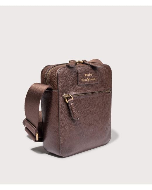 Polo Ralph Lauren Pebbled Leather Crossbody Bag in Brown for Men | Lyst UK