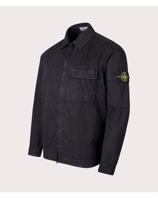 Stone Island Brushed Organic Cotton Canvas 'Old' Effect Overshirt in ...