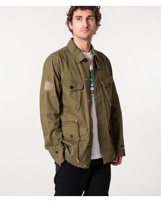 Pretty Green Insignia Field Jacket in Green for Men | Lyst UK