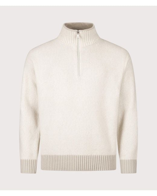 BOSS Oversized Kobear Quarter Zip Jumper in White for Men | Lyst UK