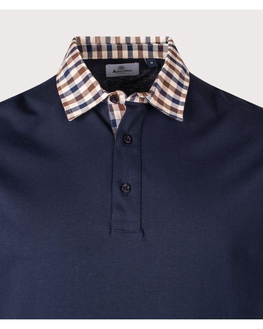 Aquascutum Club Check Collar Polo Shirt in Blue for Men | Lyst UK