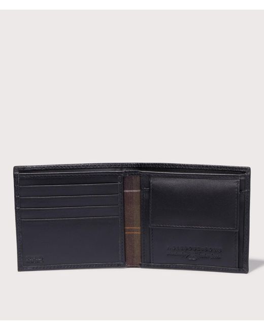 Barbour Logo Leather Billfold Wallet in Blue for Men | Lyst UK