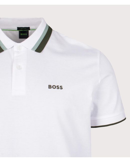 BOSS Paddy Ap Heritage Polo Shirt in White for Men | Lyst UK