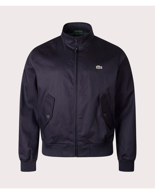Lacoste Waterproof Twill Harrington Jacket in Blue for Men | Lyst UK