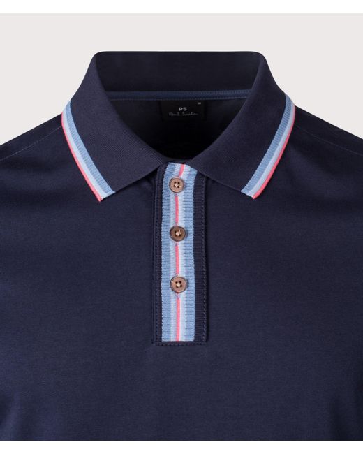 Paul Smith Plated Polo Shirt in Blue for Men | Lyst UK