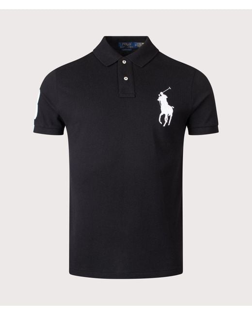 Polo Ralph Lauren Custom Slim Fit Big Pony Mesh Polo Shirt in Black for ...