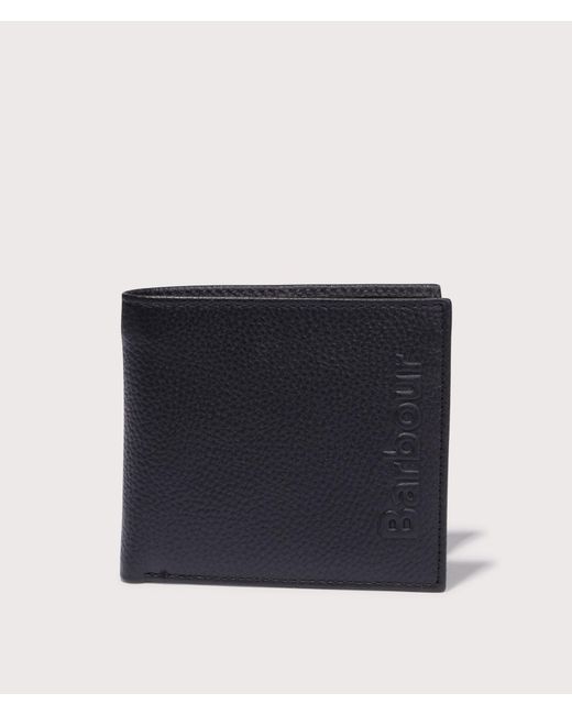 Barbour Logo Leather Billfold Wallet in Blue for Men | Lyst UK