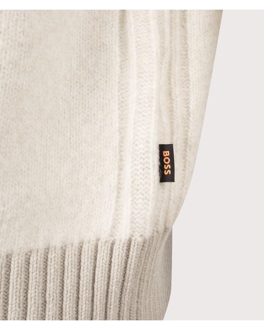 BOSS Oversized Kobear Quarter Zip Jumper in White for Men | Lyst UK