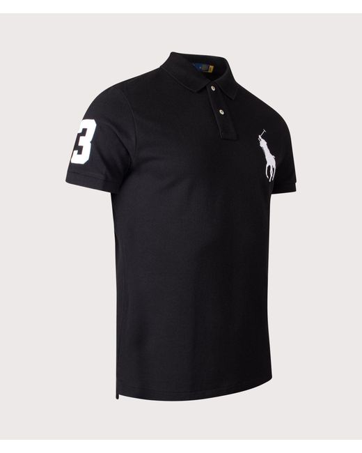 Polo Ralph Lauren Custom Slim Fit Big Pony Mesh Polo Shirt in Black for ...