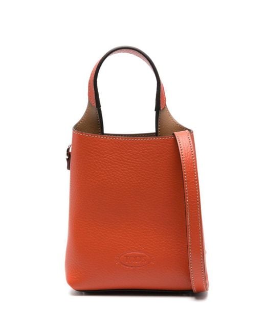Tod's Mini Leather Tote Bag in Red | Lyst