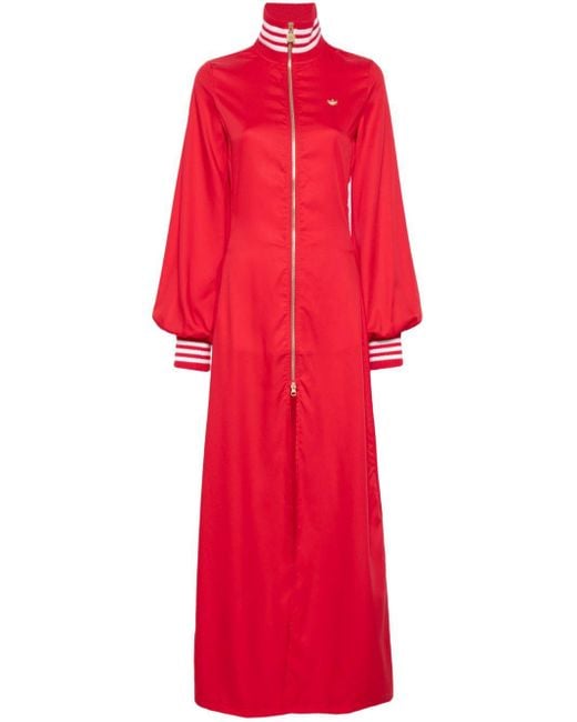adidas Trefoil-Logo Maxi Dress in Red | Lyst