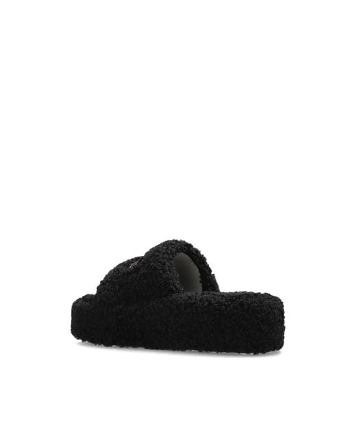 Balenciaga Logo-Embroidered Platform Sandals in Black | Lyst UK