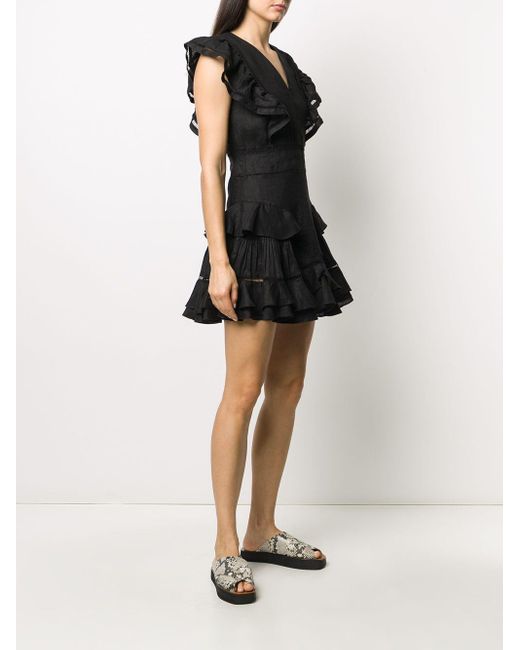 Étoile Isabel Marant Linen Audrey Ruffled Mini Dress in Black - Save 32 ...