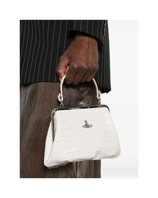 Vivienne Westwood Granny Frame Croc-Effect Tote Bag in White | Lyst UK