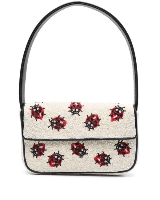 STAUD Tommy Ladybug Beaded Shoulder Bag in White | Lyst
