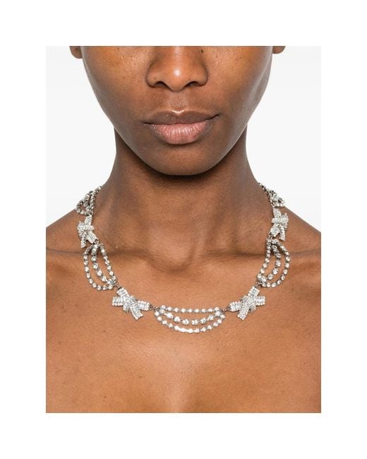 Alessandra Rich Bow-Embellished Necklace in Metallic | Lyst UK