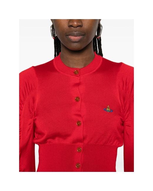 Vivienne Westwood Puff-Sleeve Cardigan in Red | Lyst UK