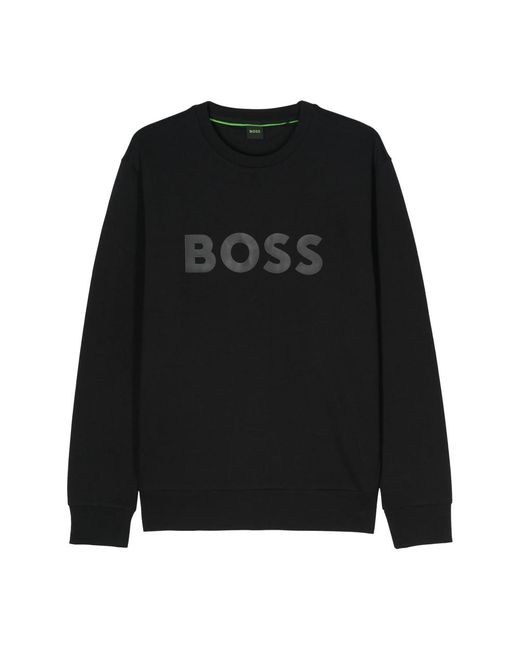 BOSS Logo-Appliqué Cotton Sweatshirt in Black for Men | Lyst UK