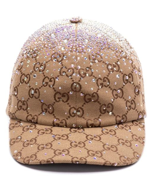 Gucci Gg Crystal-Embellished Cap in Natural for Men | Lyst