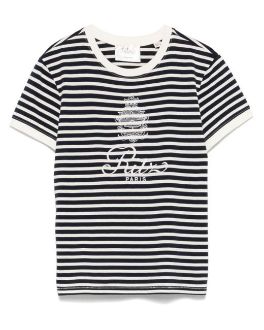 FRAME x Ritz Paris Logo-Embroidered T-Shirt in Black | Lyst