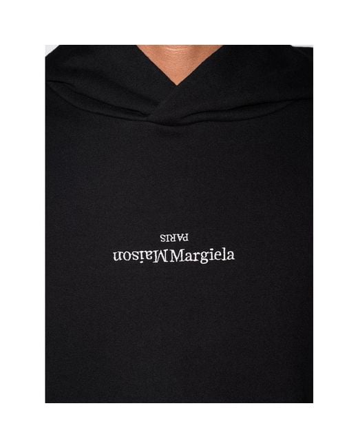 Maison Margiela Logo-Print Hoodie in Black for Men | Lyst UK
