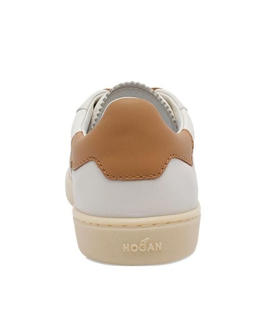 Hogan Logo Leather Cool Sneakers in Natural | Lyst UK