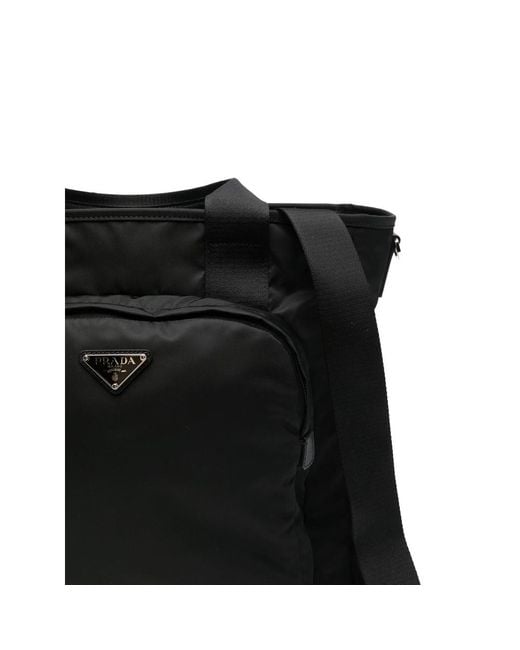 Prada Re-Nylon Logo-Plaque Tote Bag in Black for Men | Lyst UK
