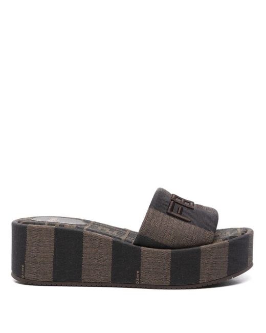 Fendi Sunshine Platform Slides in Gray | Lyst