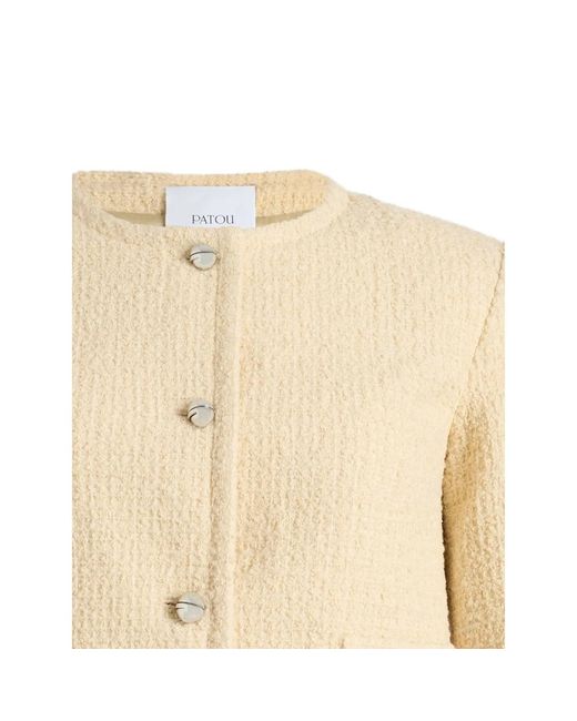 Patou Collarless Tweed Jacket in Natural | Lyst UK
