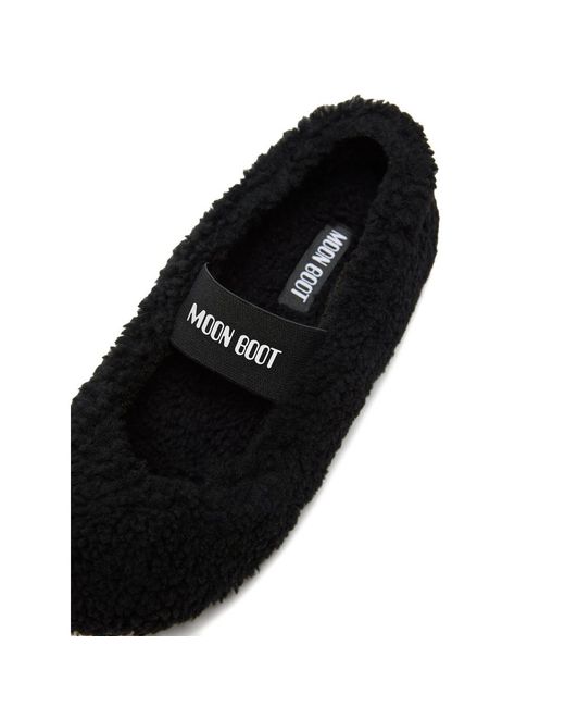 Moonboot Shearling Ballerina Flats in Black | Lyst UK