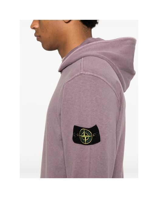 Stone Island Logo-Patch Hoodie in Purple for Men | Lyst UK