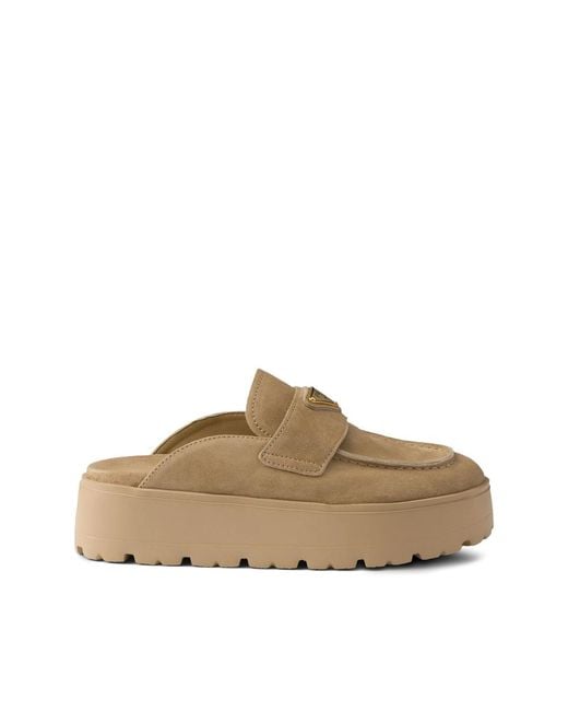 Prada Mules À Plateforme in Brown | Lyst UK