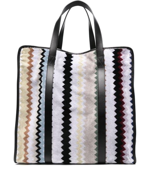 Missoni Zigzag-woven Tote Bag in Black | Lyst