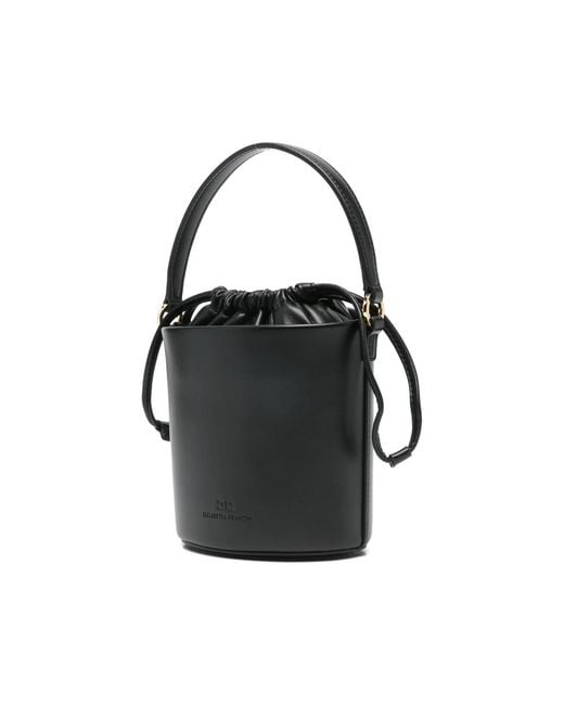 Elisabetta Franchi Logo-Plaque Drawstring Mini Bucket Bag in Black ...