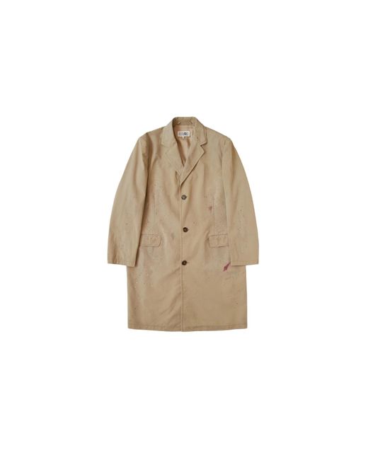 MM6 by Maison Margiela Paint Splatter Trench Coat in Natural for Men | Lyst