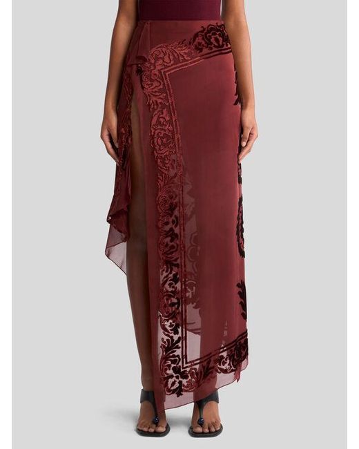 Etro Skirt With See-Through Effect in Red | Lyst